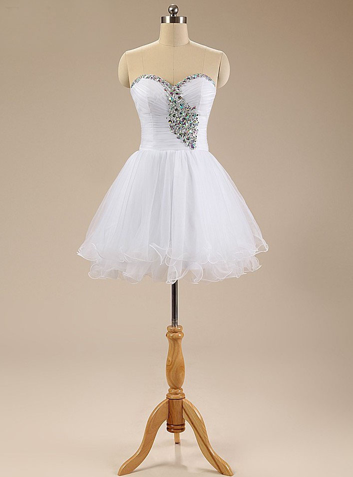 White Sweetheart Short Tulle Cocktail Dresses On Luulla